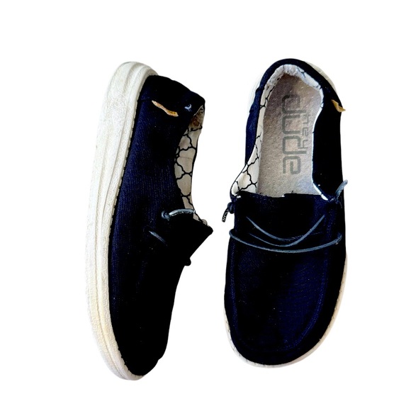 Hey Dude | Shoes | Hey Dude Wendy Linen Black Girls Slip On Shoes Size ...